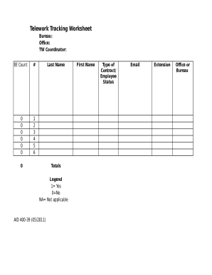 Fillable Online Telework Tracking Worksheet Fax Email Print - pdfFiller