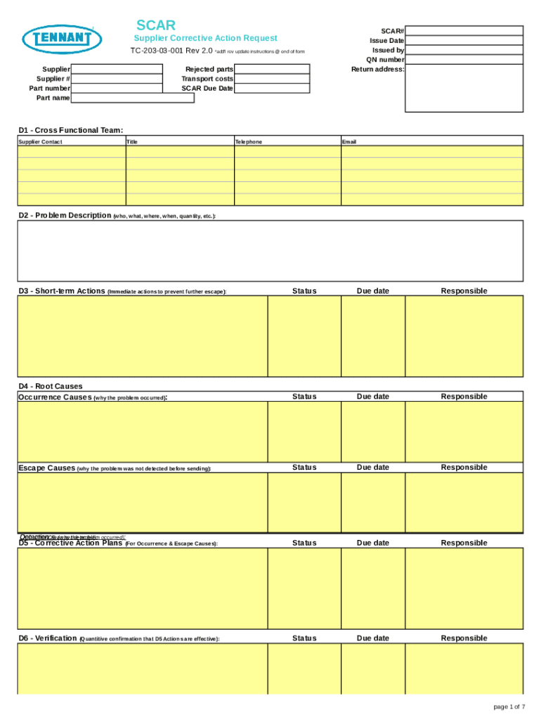 Fillable Online Supplier Corrective Action Request Fax Email Print ...