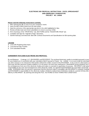 Fillable Online AGREEMENT FOR USING ELECTRONIC BID PROPOSAL Fax Email ...