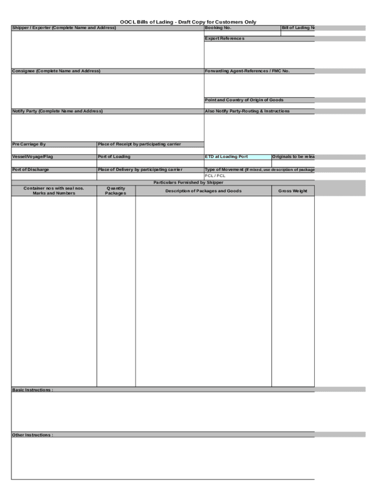 Fillable Online BL Draft Form Fax Email Print - pdfFiller