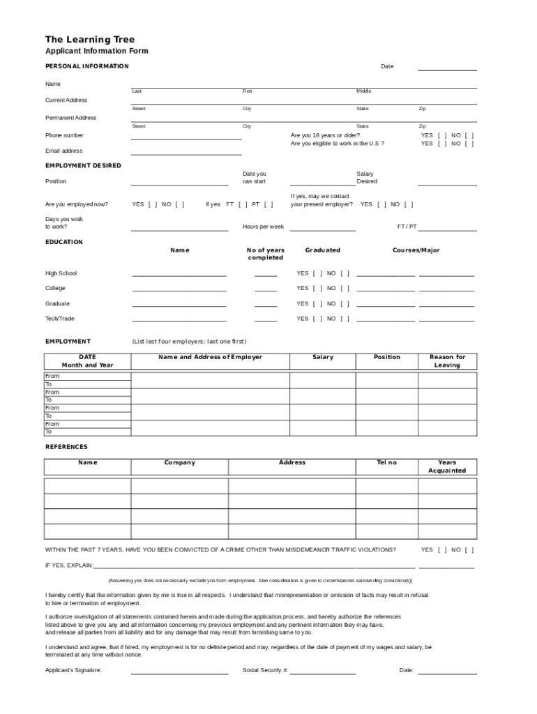 Fillable Online Applicant Information Form Fax Email Print - pdfFiller