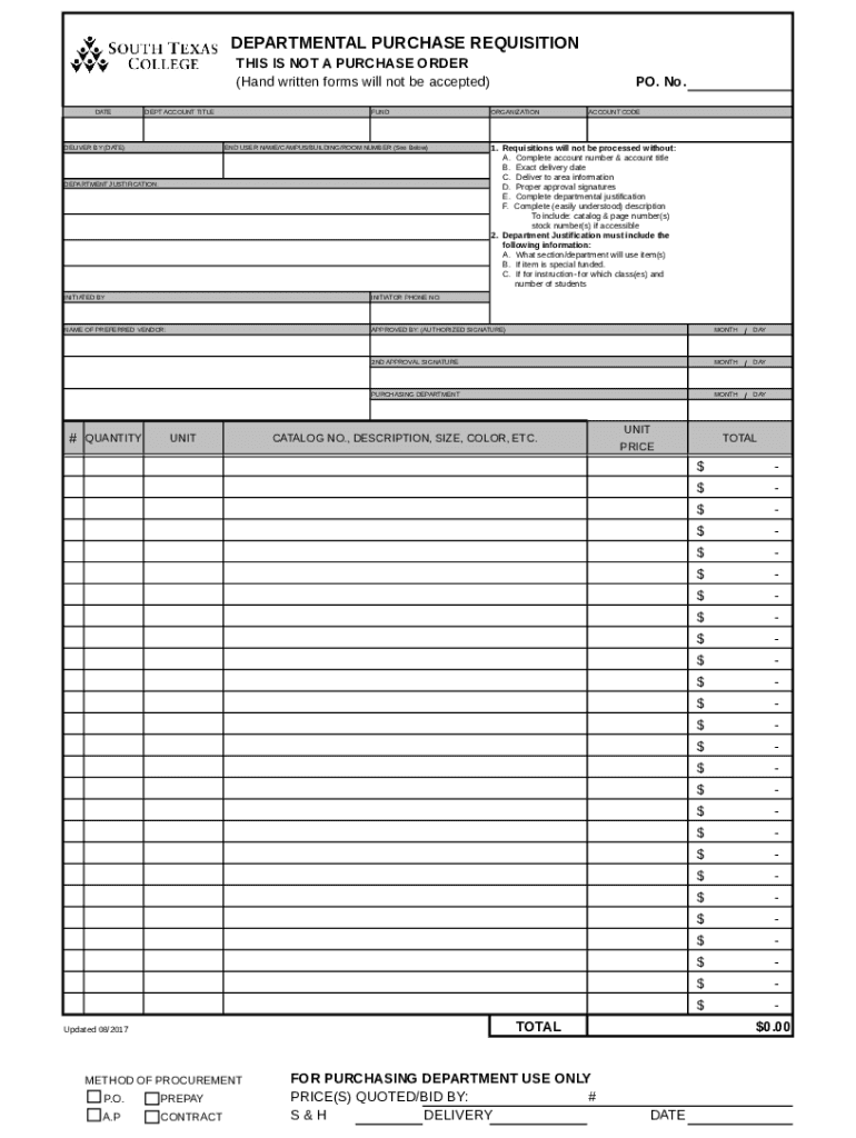 Fillable Online finance southtexascollege (Hand written forms will not be accepted) Fax Email ...