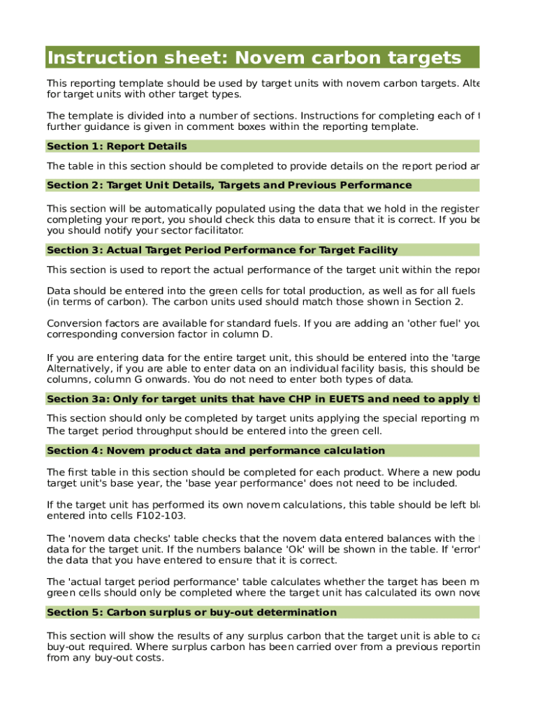Fillable Online Novem carbon reporting template Fax Email Print - pdfFiller