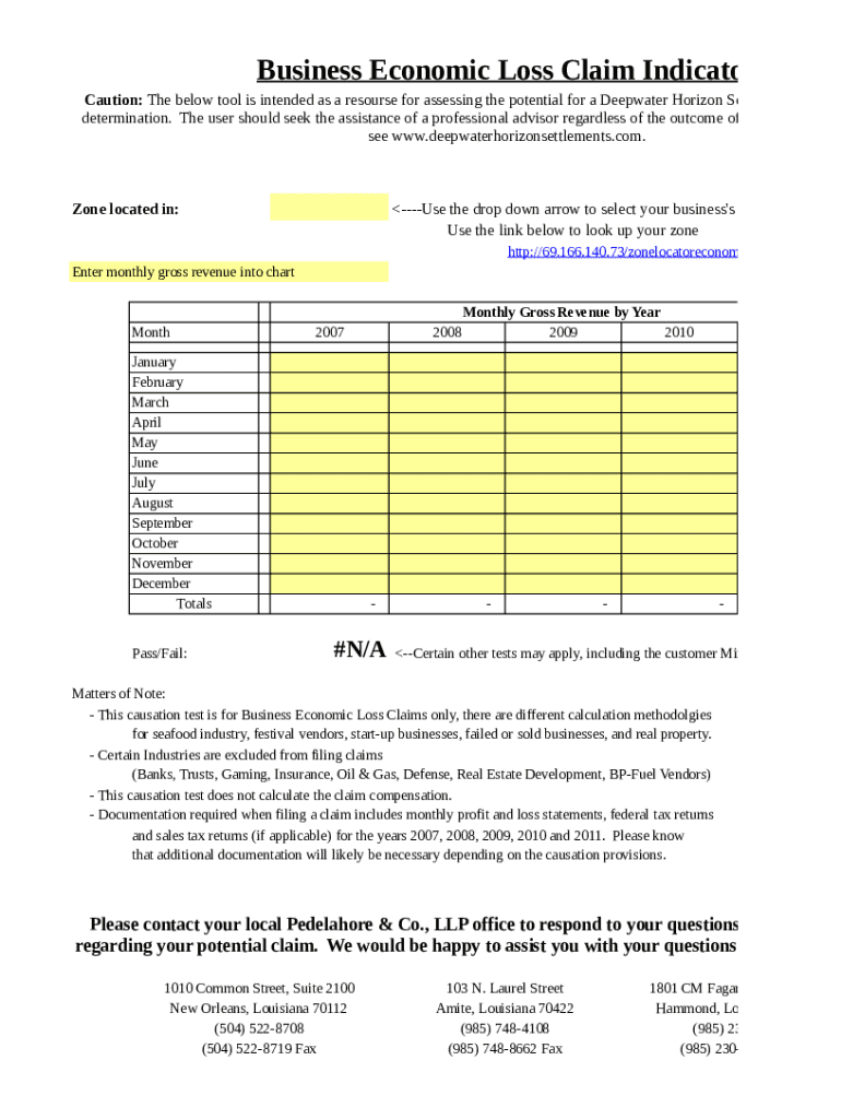 Fillable Online Business Economic Loss Claim Indicator Fax Email Print ...