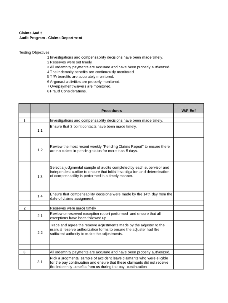 Fillable Online Claims Audit Fax Email Print - pdfFiller