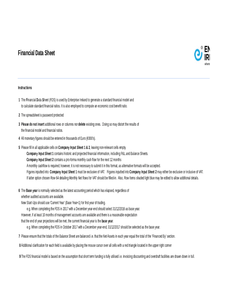 Fillable Online Financial Data Sheet Fax Email Print - pdfFiller