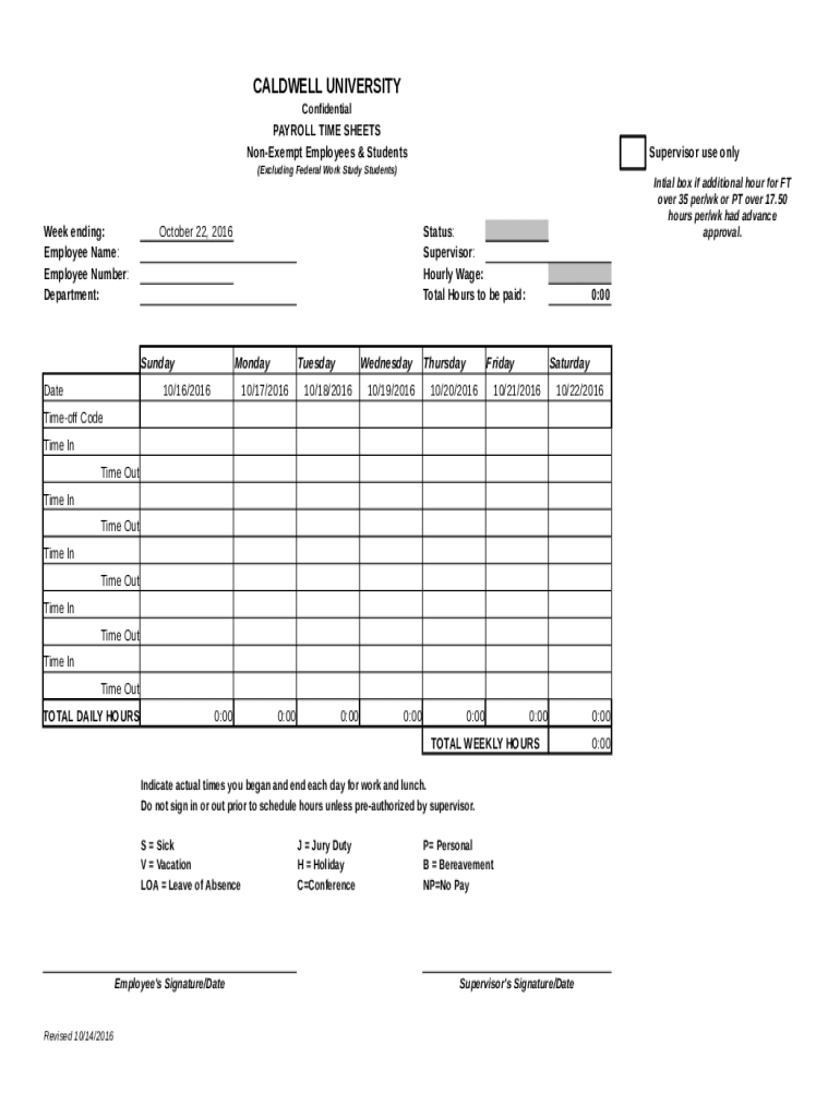 Fillable Online PAYROLL TIME SHEETS Fax Email Print - pdfFiller