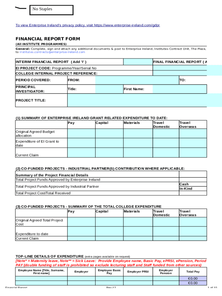 Fillable Online FINANCIAL REPORT FORM Fax Email Print - pdfFiller