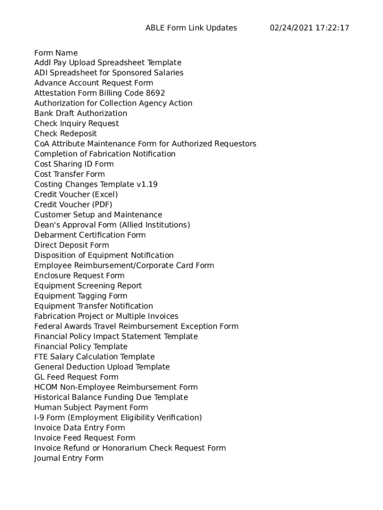 Fillable Online ABLE Form Link Updates Fax Email Print - pdfFiller