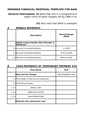 Fillable Online AMENDED FINANCIAL PROPOSAL TEMPLATE FOR BANKING AND Fax ...