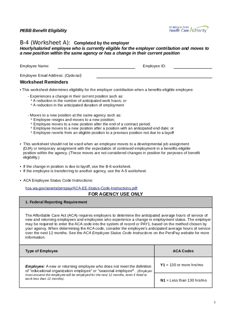 Fillable Online B-4 (Worksheet A): Fax Email Print - pdfFiller
