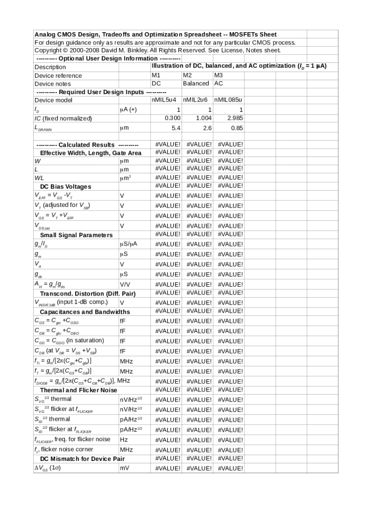 Fillable Online Analog CMOS Design, Tradeoffs and Optimization ...