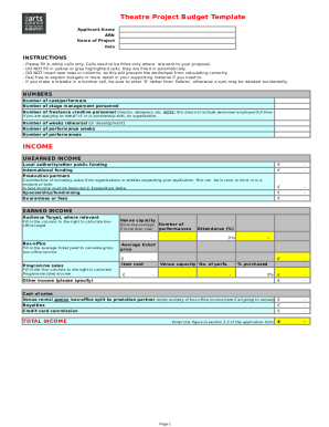 Fillable Online Theatre Project Budget Template Fax Email Print - pdfFiller