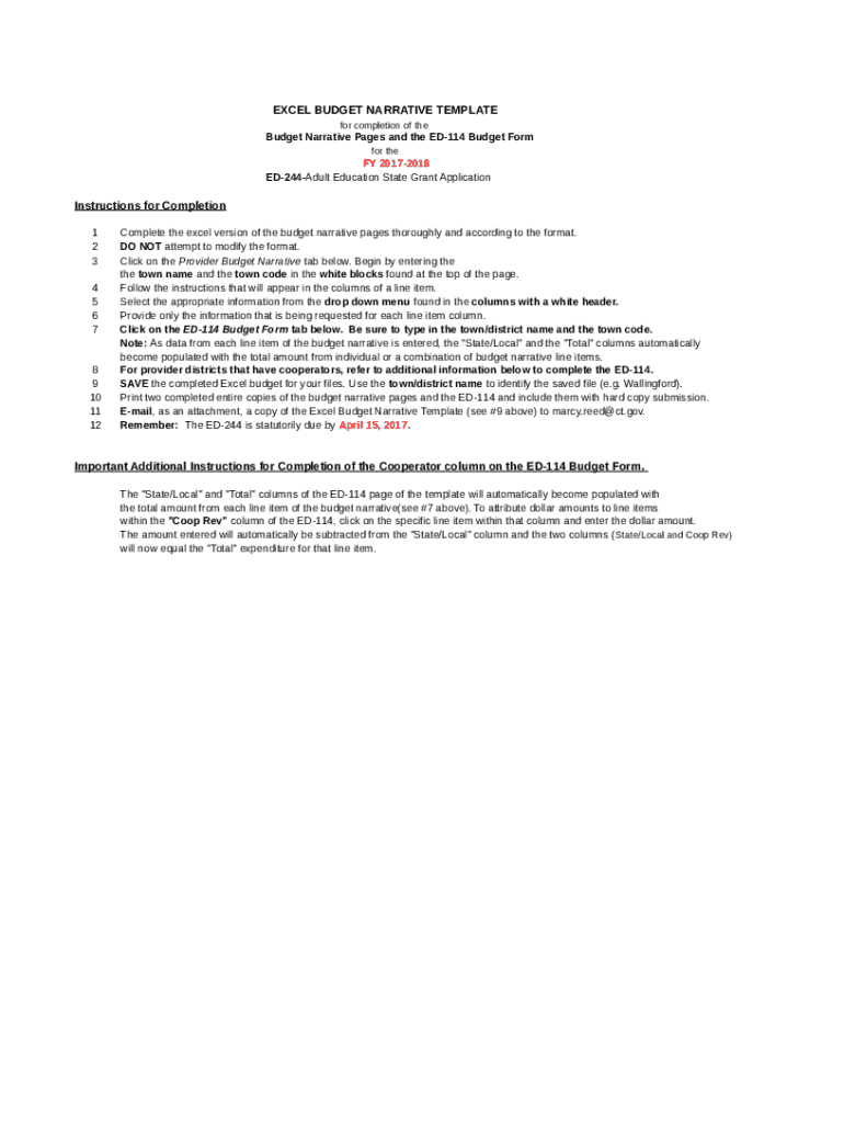 Fillable Online EXCEL BUDGET NARRATIVE TEMPLATE Fax Email Print PdfFiller Fillable Online EXCEL BUDGET NARRATIVE TEMPLATE Fax Email Print PdfFiller