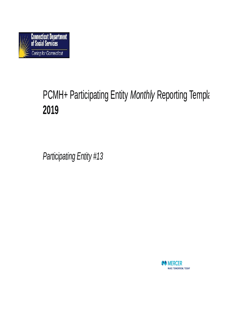 Fillable Online PCMH+ Participating Entity Monthly Reporting Template ...