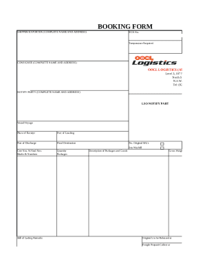 Fillable Online BOOKING FORM Fax Email Print - pdfFiller