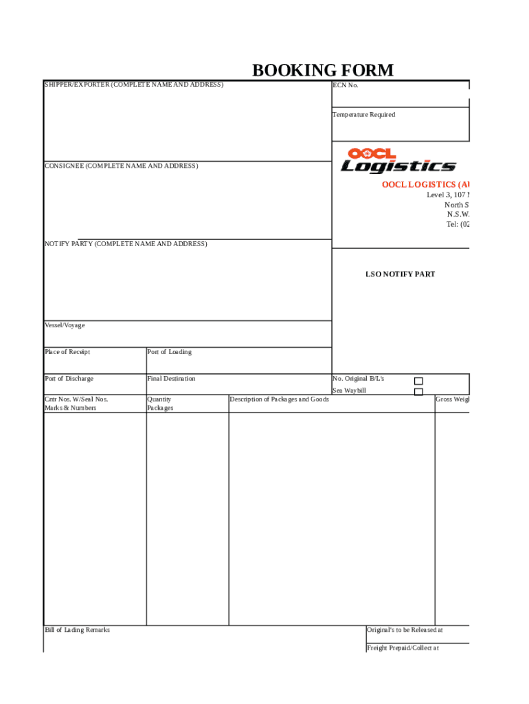 Fillable Online BOOKING FORM Fax Email Print - pdfFiller