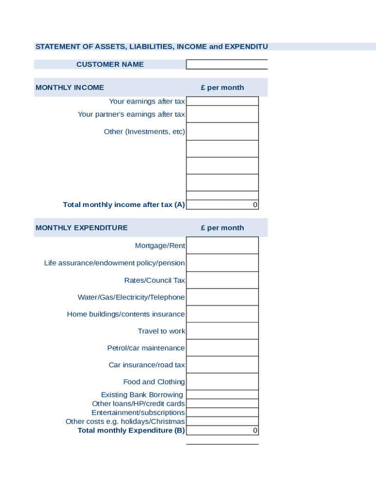 Fillable Online STATEMENT OF ASSETS, LIABILITIES, INCOME and EXPENDITURE (SALIE) Fax Email Print ...