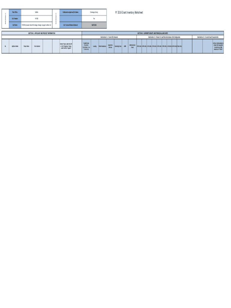 Fillable Online FY 2016 Grant Inventory Worksheet Fax Email Print ...