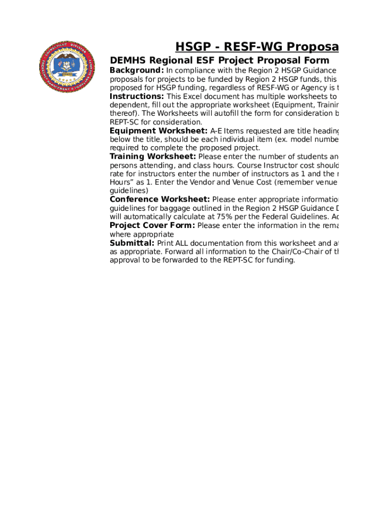 Fillable Online DEMHS Regional ESF Project Proposal Form Fax Email ...