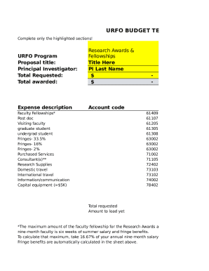 Fillable Online URFO BUDGET TEMPLATE Fax Email Print - pdfFiller