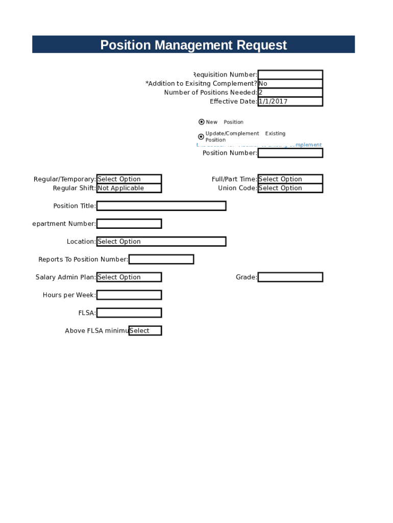 Fillable Online Position Management Request Fax Email Print - pdfFiller