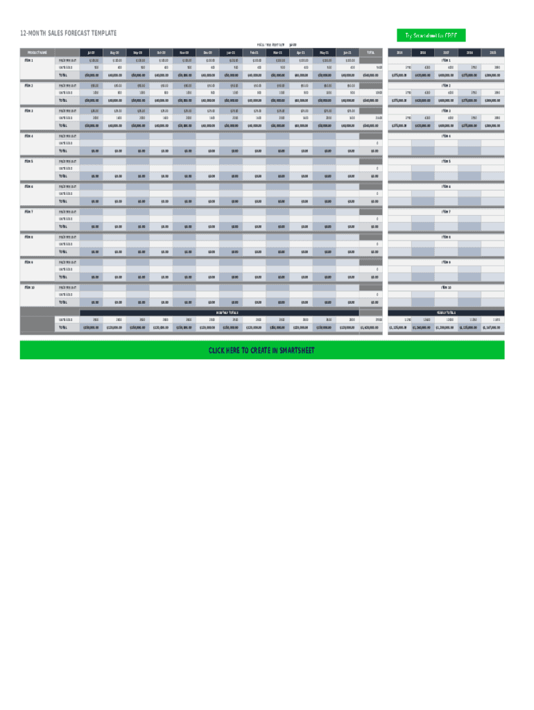 Fillable Online 12-MONTH SALES FORECAST TEMPLATE Fax Email Print ...