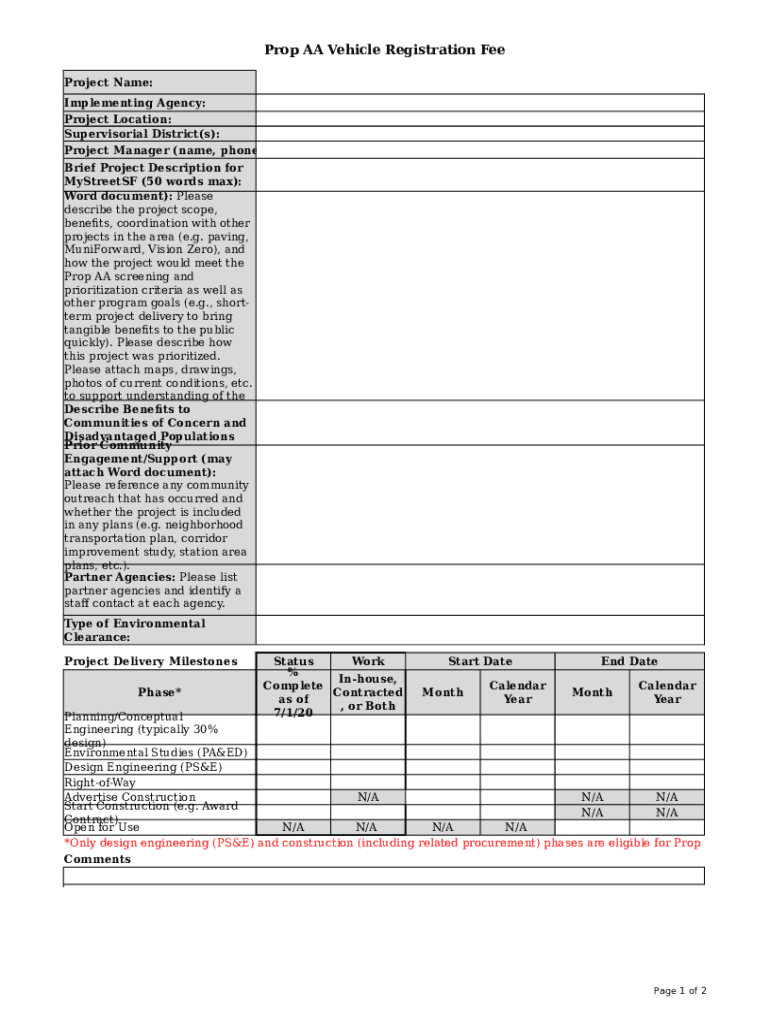 Fillable Online Prop AA Vehicle Registration Fee Fax Email Print ...