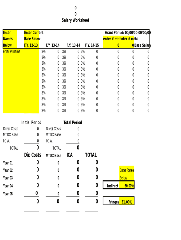 Fillable Online Salary Worksheet Fax Email Print - pdfFiller