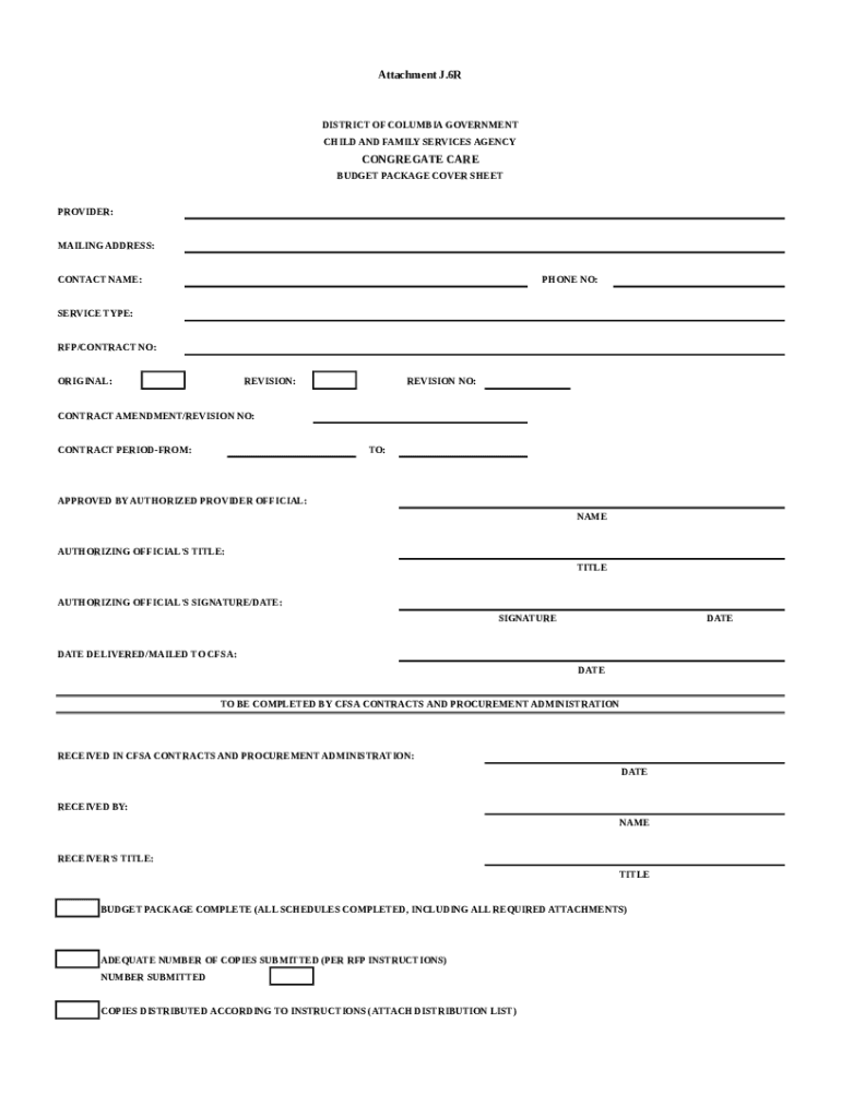 Fillable Online app ocp dc BUDGET PACKAGE COVER SHEET Fax Email Print ...