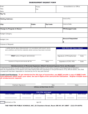 Fillable Online DISBURSEMENT REQUEST FORM Fax Email Print - pdfFiller