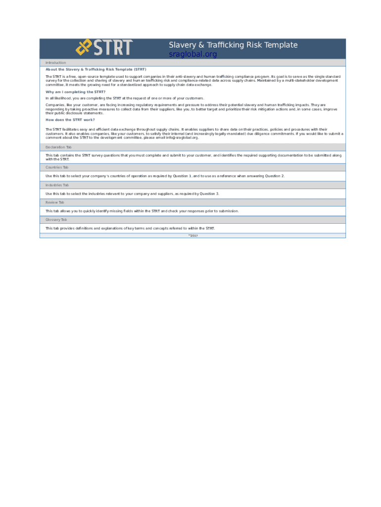 Fillable Online The STRT is a free, open-source template used to ...
