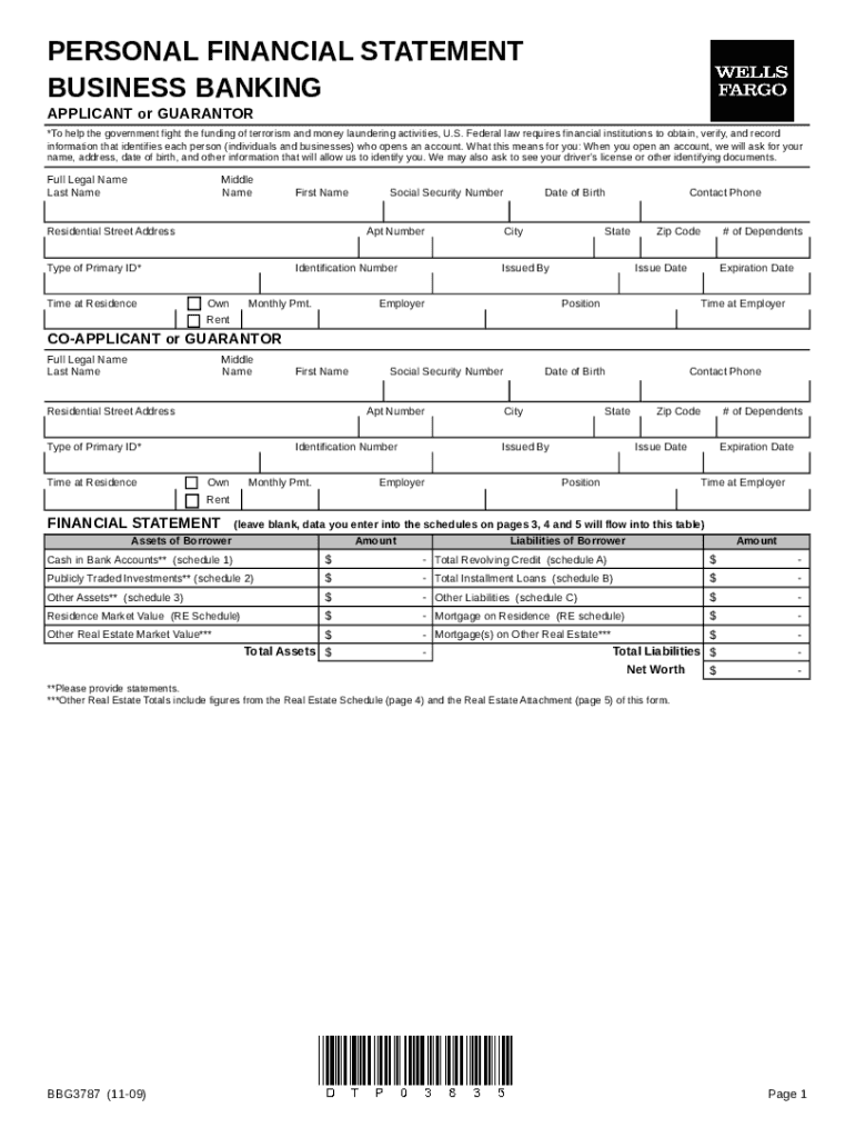 Fillable Online Personal Financial Statement (PFS) Fax Email Print ...