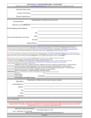 Fillable Online MASTER ORDER FORM ---COVER SHEET Fax Email Print ...