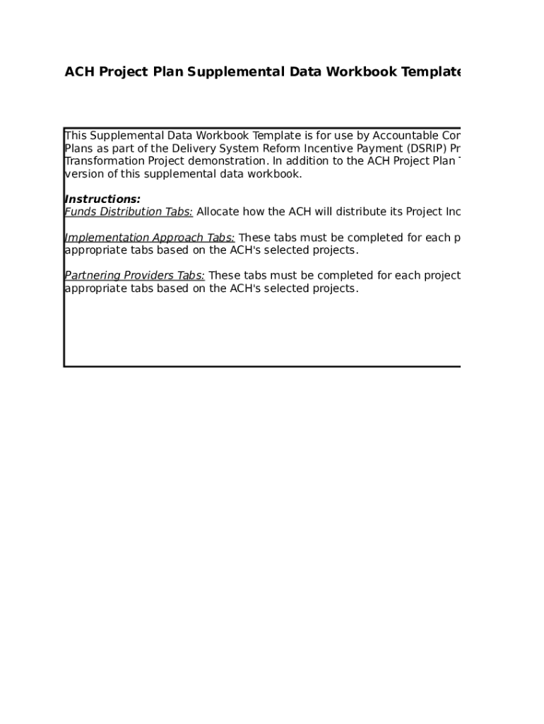 Fillable Online ACH Project Plan Supplemental Data Workbook Template ...