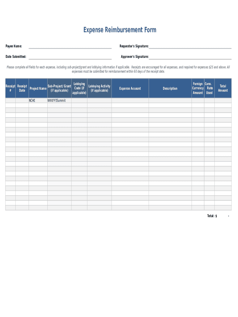 Fillable Online Expense Reimbursement Form Fax Email Print - pdfFiller