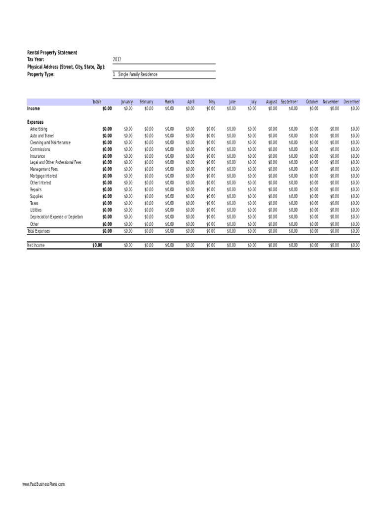 Fillable Online Rental Property Statement Fax Email Print - pdfFiller