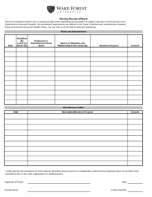 Fillable Online Missing Receipt Affidavit Fax Email Print - pdfFiller
