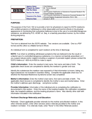 Fillable Online The purpose of the Form 102 is to provide a form for ...