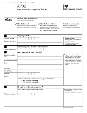 Fillable Online AP02 Appointment of corporate director. You may use ...