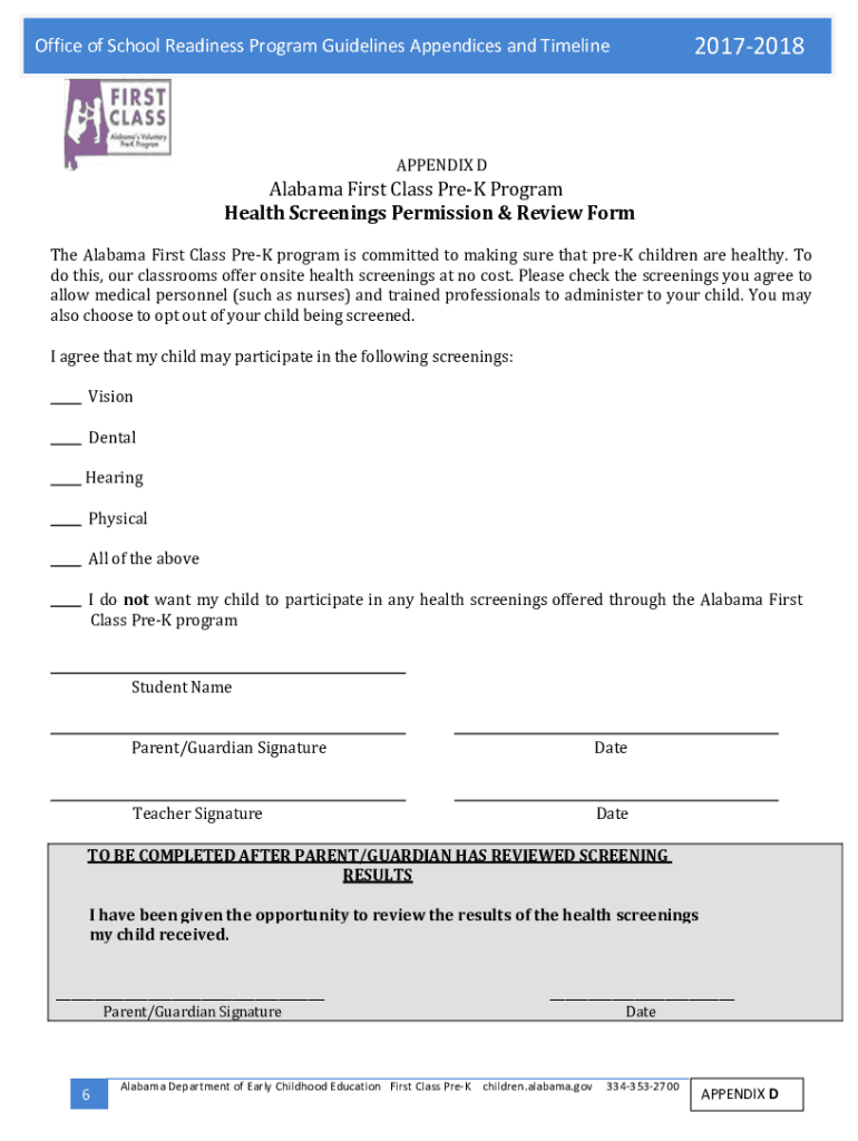 Fillable Online children alabama Health Screenings Permission & Review ...