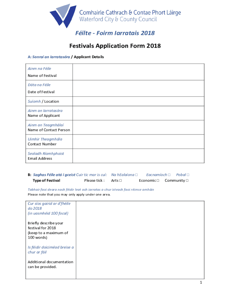 Fillable Online Foirm Iarratais/Application Doc TemplatePDFfiller Fax Email Print