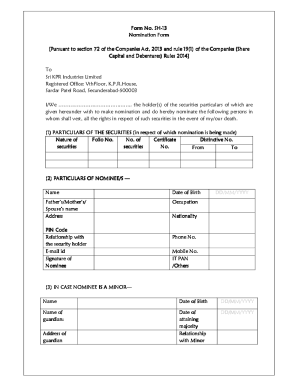 Fillable Online NOMINATION FORM SH-13.docx Fax Email Print - pdfFiller
