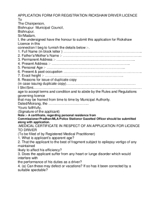 Fillable Online APPLICATION FORM FOR REGISTRATION RICKSHAW DRIVER ...