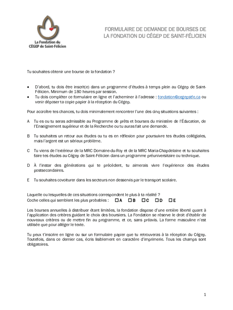 Remplissable En Ligne FORMULAIRE DE DEMANDE DE BOURSES DE Fax Email ...