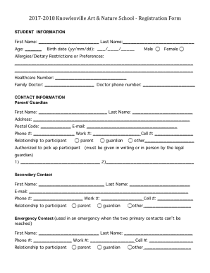 Fillable Online 2017-preschool-registration-form Fax Email Print ...
