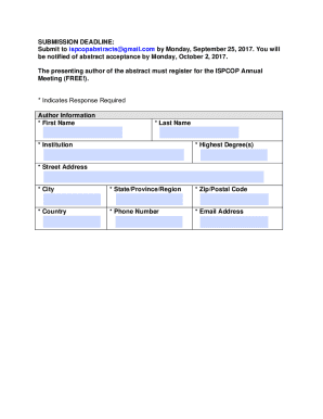 Fillable Online ISAP ABSTRACTSUBMISSION FORM - ISPCOP Fax Email Print ...