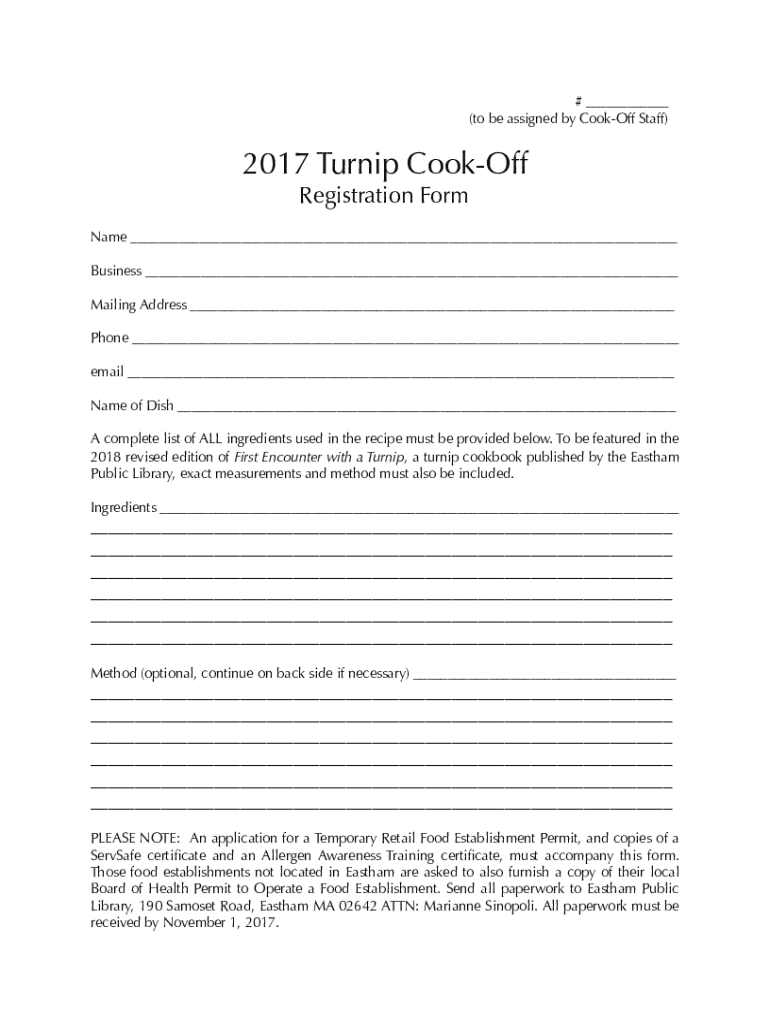 Fillable Online Cook-Off Registration form Fax Email Print - pdfFiller
