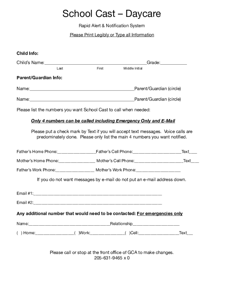 Fillable Online 2017 School Cast FORM Fax Email Print - pdfFiller