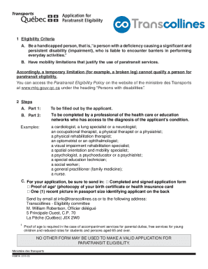 Fillable Online PDF Paratransit eligibility request - RTL Fax Email ...